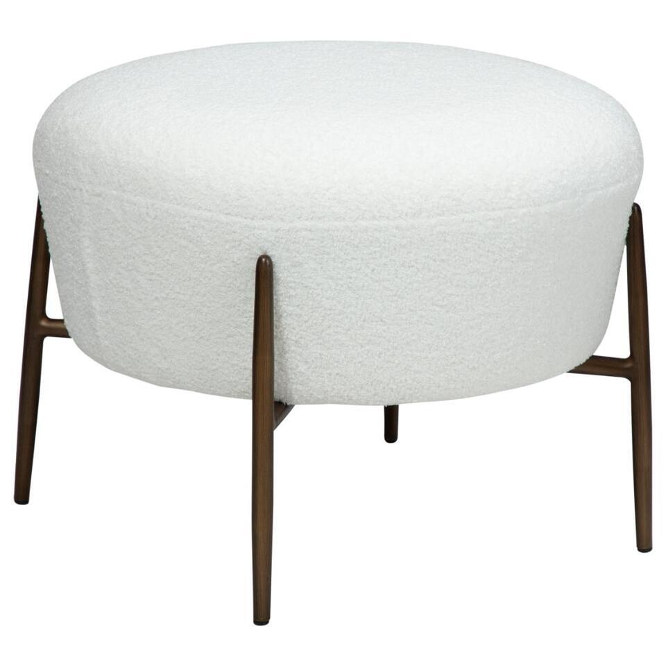 Hioshop Orbit Dan-Form poef bouclé wit | Leen Bakker