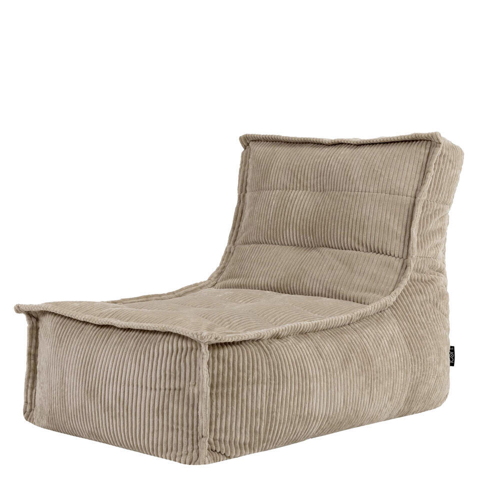 icon - Dolce Lounge Zitzak - Ligstoel - Ribfluweel Fauteuil - Beige ...