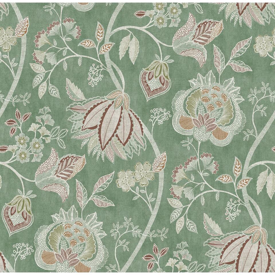 Sanders & Sanders behang bloemen groen - 53 cm x 10 m | Leen Bakker