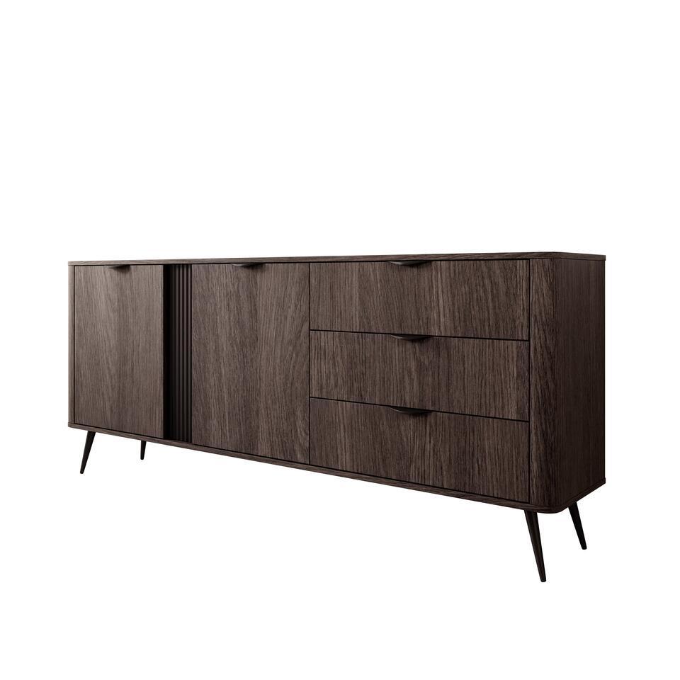 Meubella - Victoria - Dressoir - Donker eiken - 195x38x81 cm | Leen Bakker