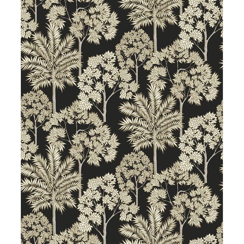 Dutch Wallcoverings Vliesbehang Arcadia palm forest - zwart - 10,05m x ...