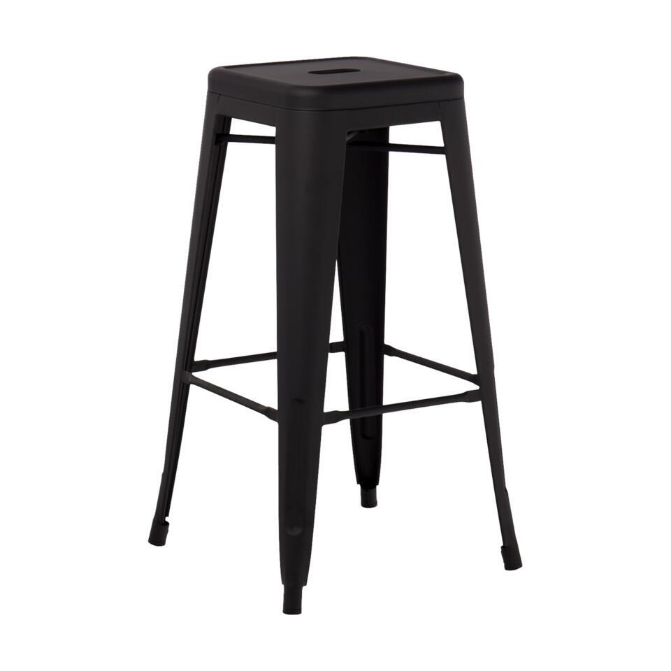 Legend Metalen barkruk mat zwart - 77 cm | Leen Bakker