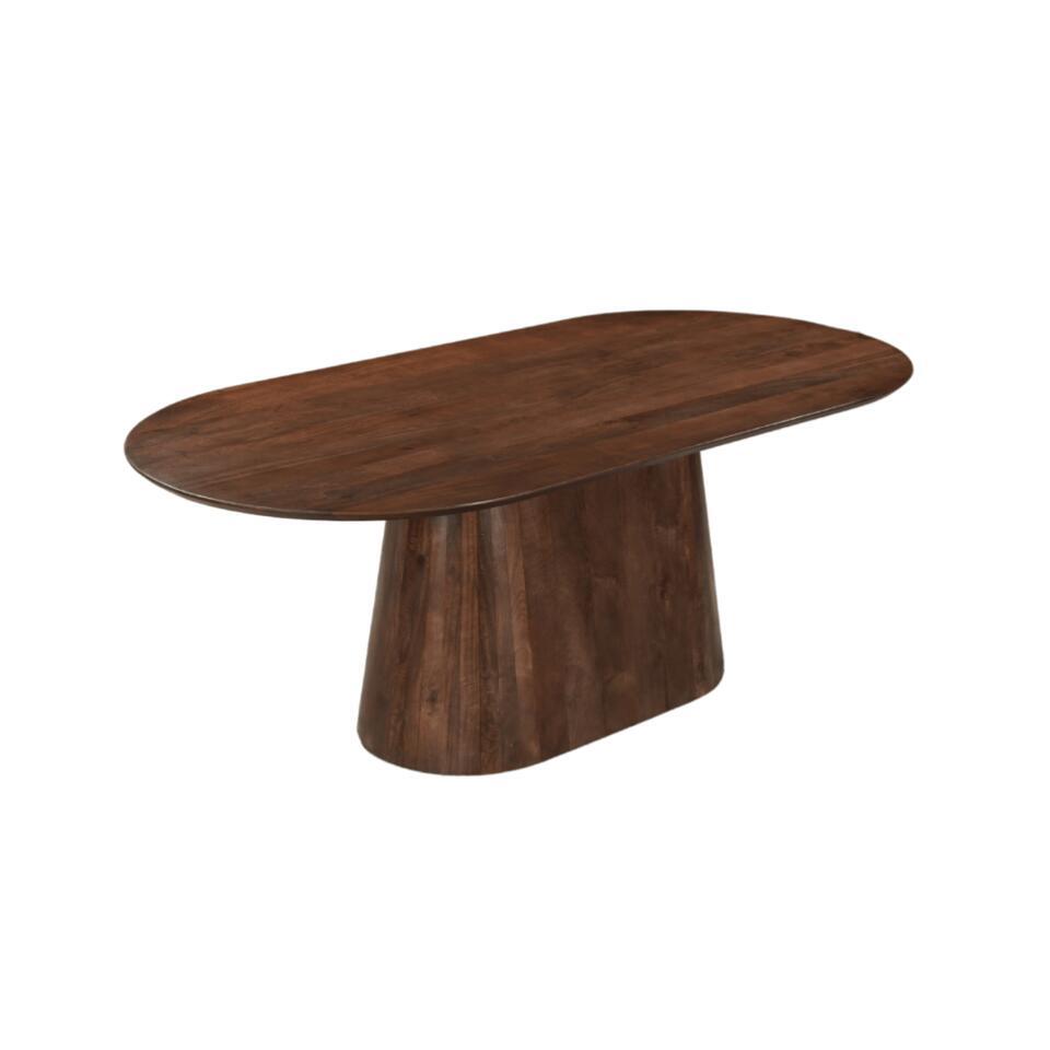 Mangohoutonline - Eettafel Nova Deens Donkerbruin 160x90cm Ovaal | Leen ...