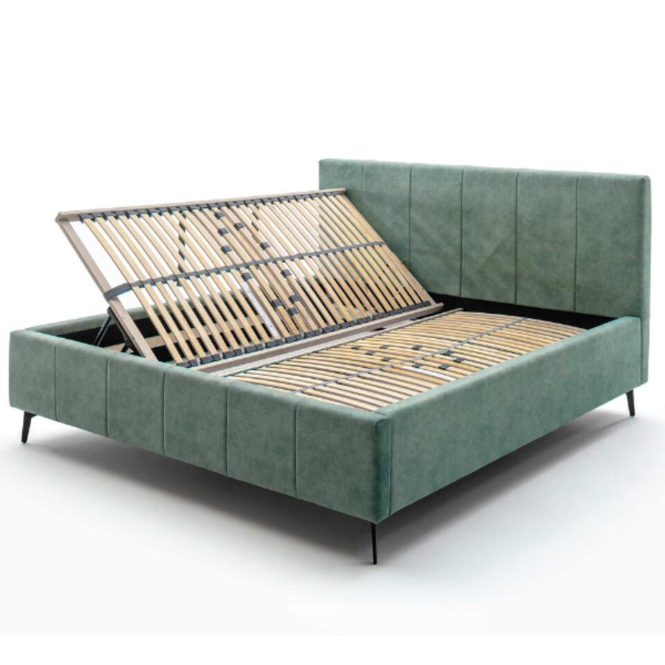 Tweepersoonsbed Lizzie 180x200cm met opbergruimte - groen | Leen Bakker
